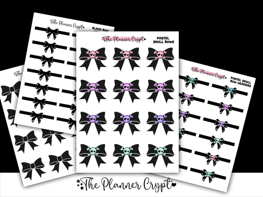 Planner Stickers, Goth Planner, Pastel Bows, Planner Sticker Headers ...
