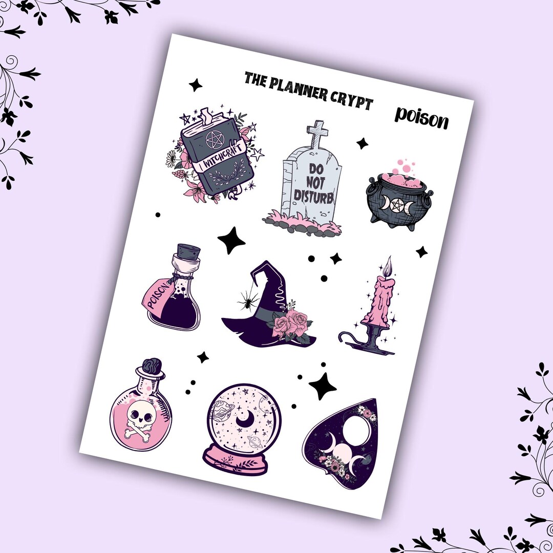 Planner Stickers, Goth Planner, Deco Stickers, Weekly Planner, Witch ...