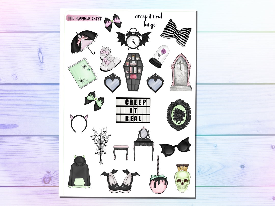 Planner Stickers, Gothic Stickers, Pastel Goth, Vertical Planner ...
