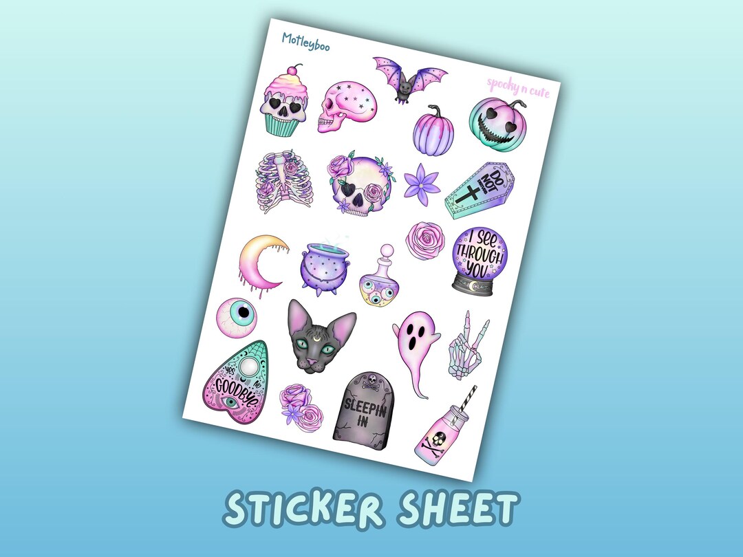 Sticker Sheet, Pastel Goth Stickers, Goth Stickers, Planner Stickers ...