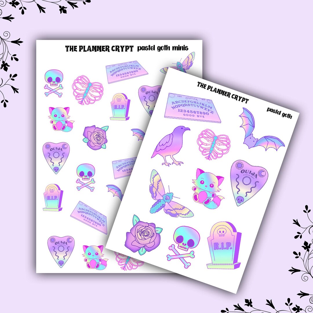 Sticker Sheet, Pastel Goth Stickers, Goth Stickers, Planner Stickers ...