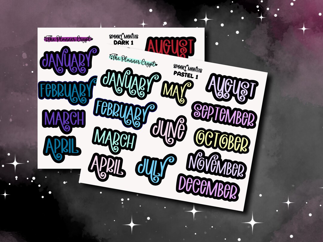 Planner Header Stickers, Monthly Stickers, Weekly Planner Stickers ...
