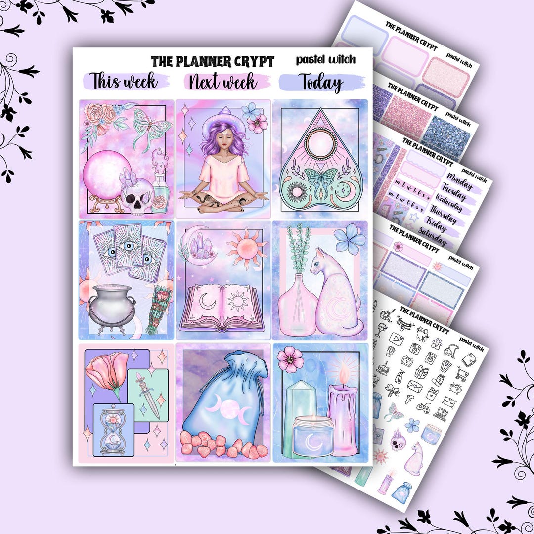 Weekly Planner Sticker Kit, Pastel Witch, Planner Stickers, Witchy ...