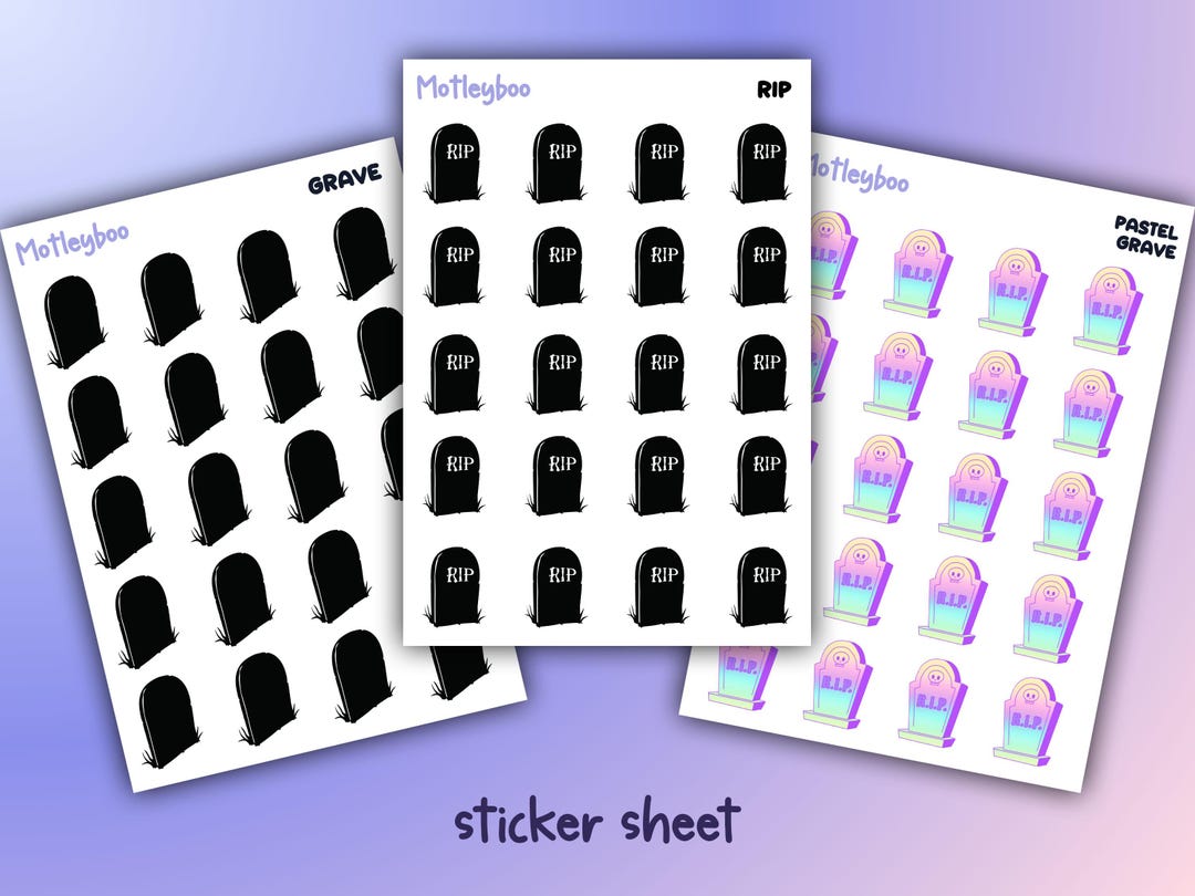 Headstone Stickers, Vertical Planner, Deco Stickers, Goth Stickers ...