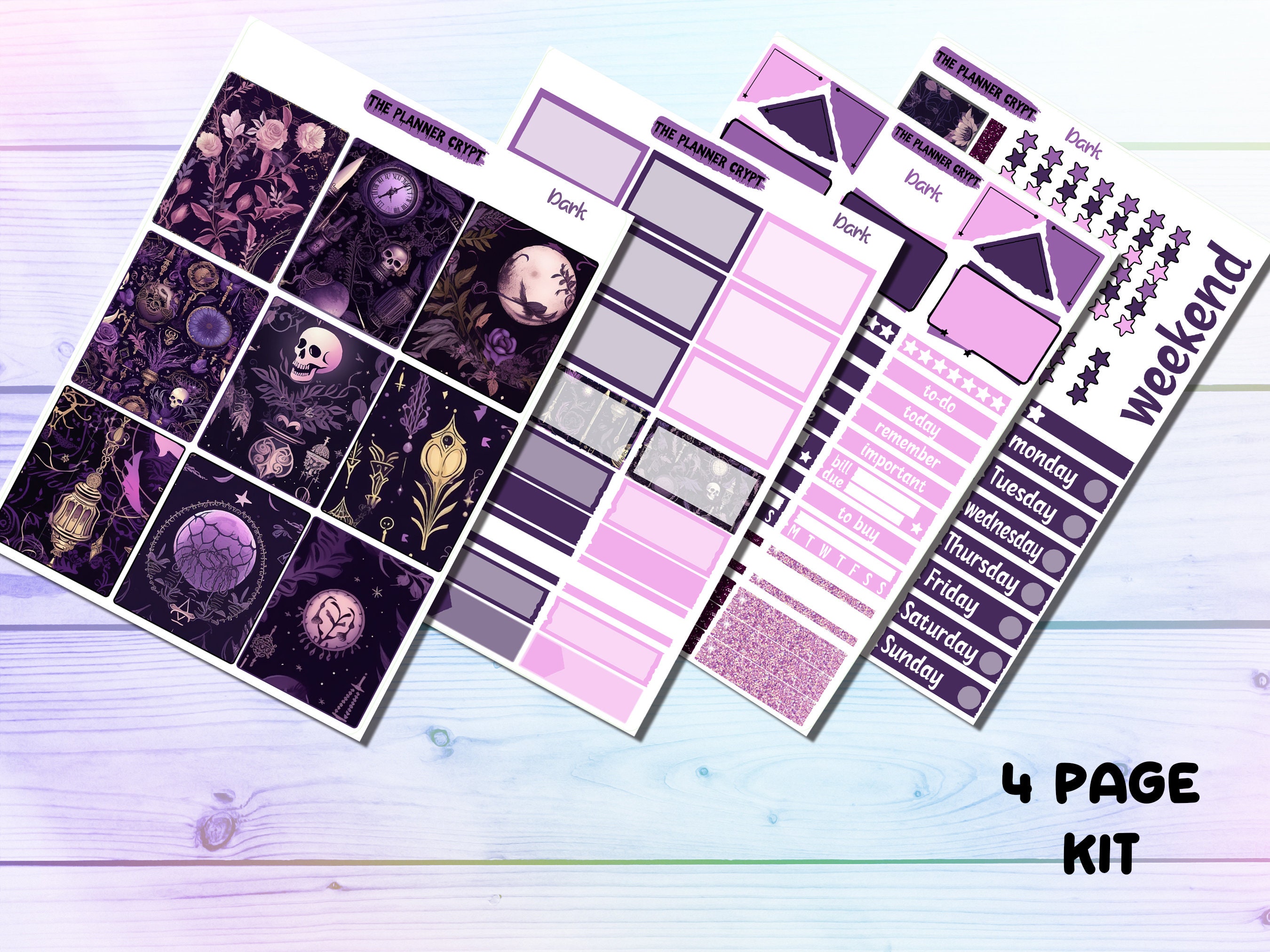 Weekly Planner Sticker Kit Dark Academia Planner Stickers - Etsy