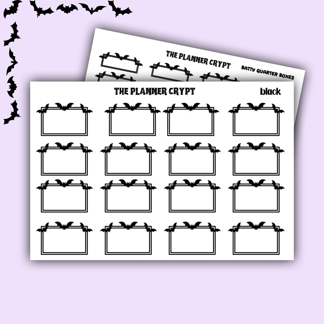 Planner Boxes, Quarter Boxes, Spooky Planner, Weekly Planner, Vertical ...