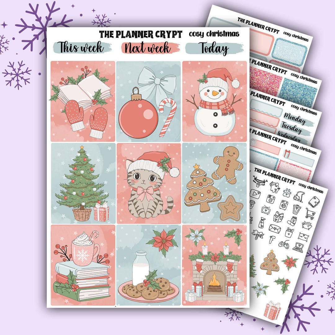 Christmas Weekly Planner Sticker Kit, Planner Stickers, Cute Christmas ...