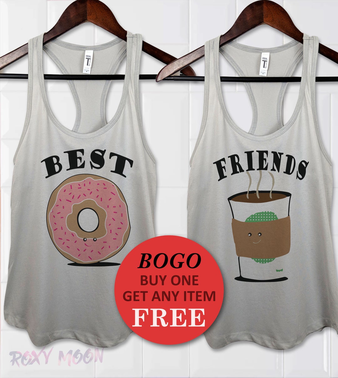 Coffee & Donut Best Friend Tank Top, Birthday Gift Pun Bff Tank, Cute ...