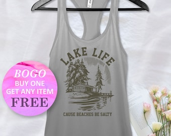 Lake Life Because Beaches Be Salty Cute Muscle Tank Top - Etsy