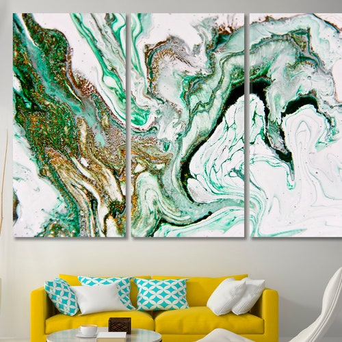 Emerald Ocean Earth Abstract Wall Art Large Wall Décor for | Etsy