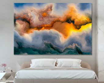 Astral Abstract Vibrant Flow Artwork Canvas Print Misty | Etsy