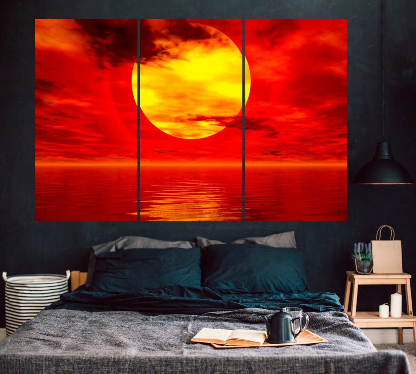 Golden Sunset Wall Art, Magic Sunset Canvas, Romantic Sunset Decor ...