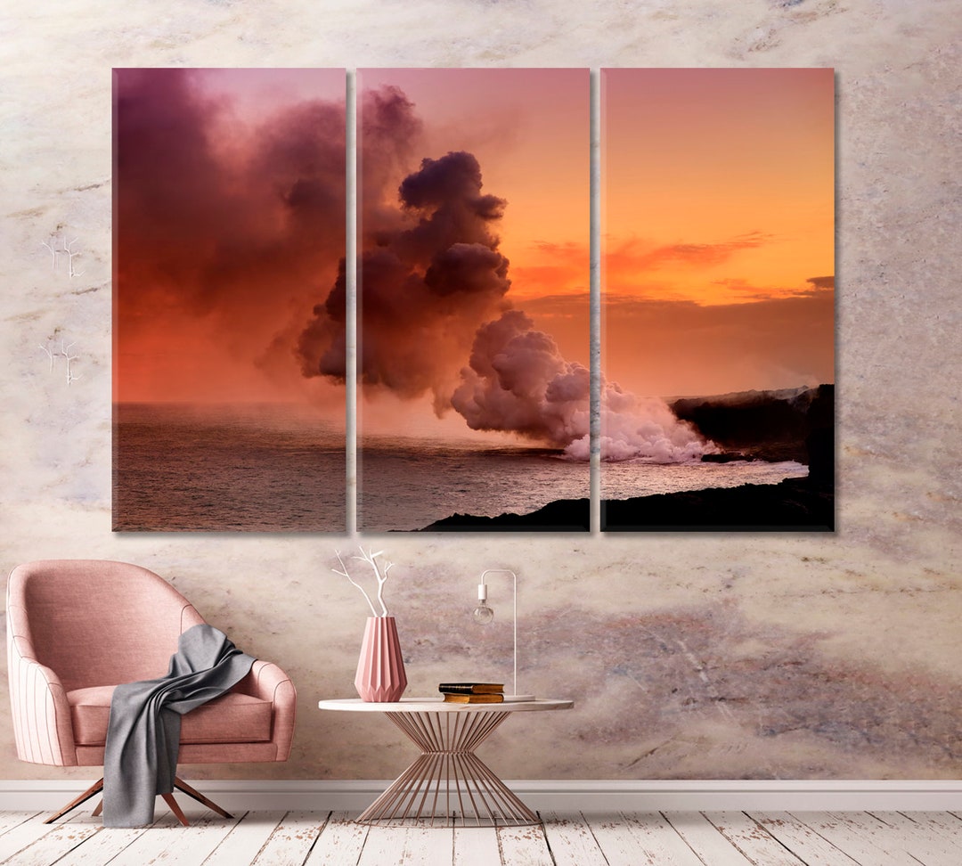 Volcano Hawaii Wall Art, Smock Plume Wall Decor, Hawaii USA Lava ...