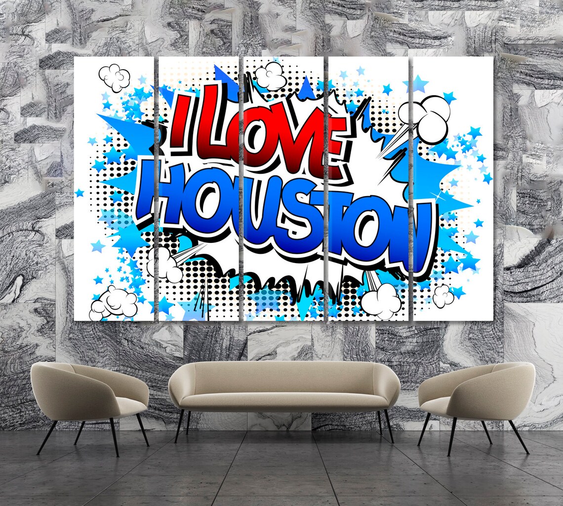 I Love Houston Patriotic Wall Decor, USA Houston Wall Decor, Houston ...