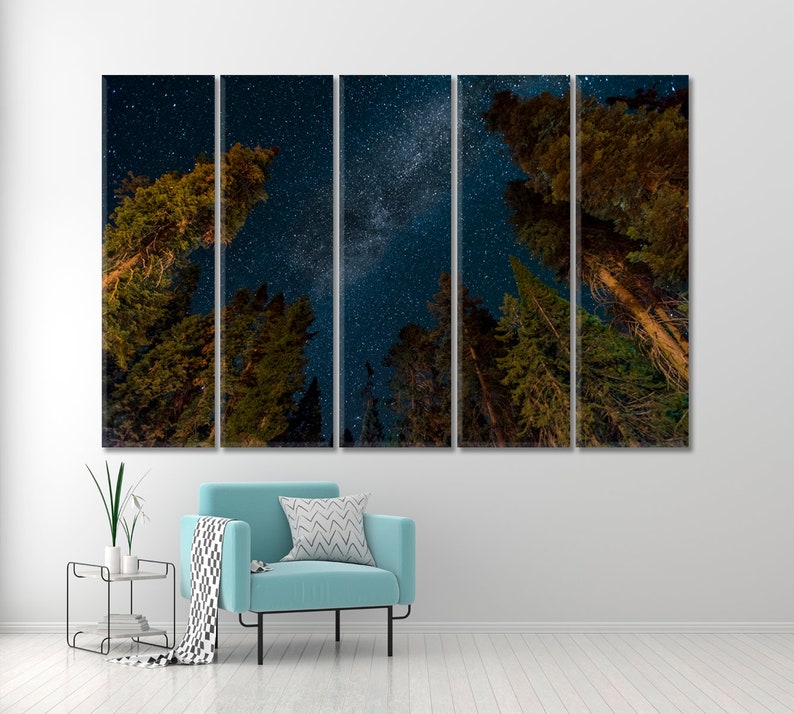 Milky Way Starry Sky Photo Poster Print Beautiful Forest - Etsy
