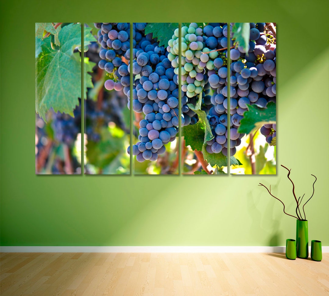 Vineyard Juicy Blue Grapes Field Wall Decor, Red Grape Barry Artwork ...