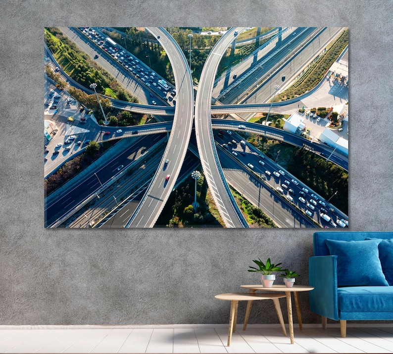 Highway USA Modern Multi Level Road Wall Decor Cityscape | Etsy