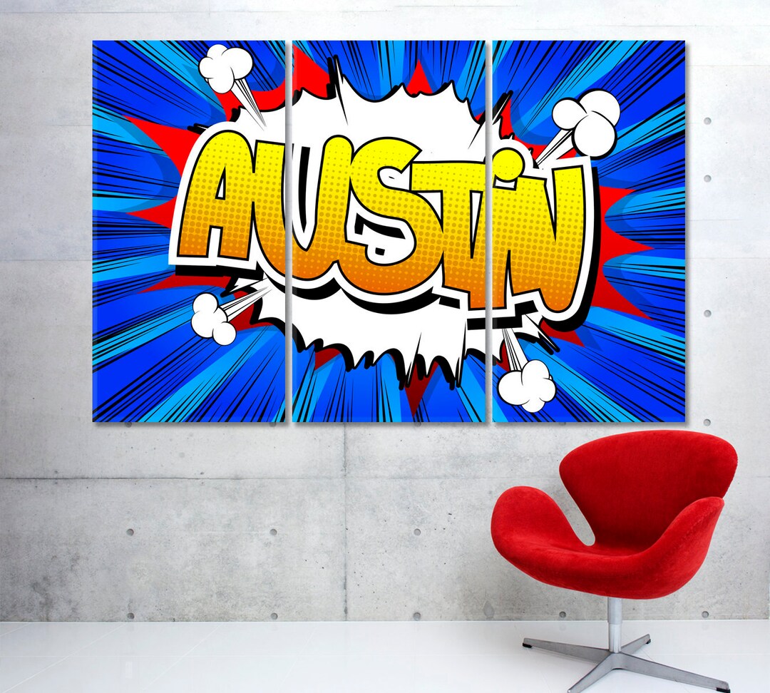 AUSTIN Wall Art, Austin Comic Book Style Wall Art, Austin Poster Print ...