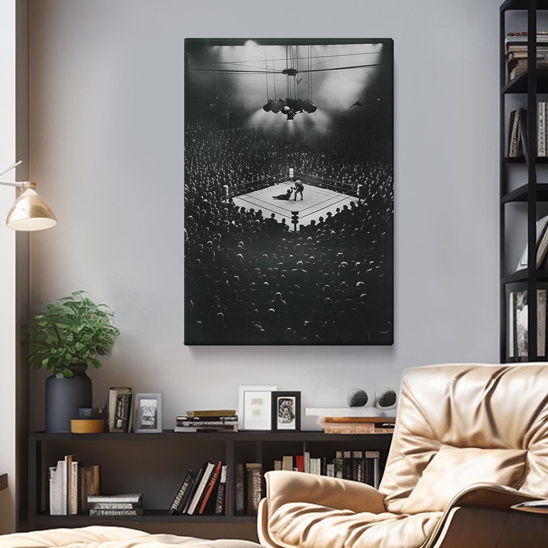 Vintage Boxing Arena Canvas Print, Black and White Sports Wall Art ...