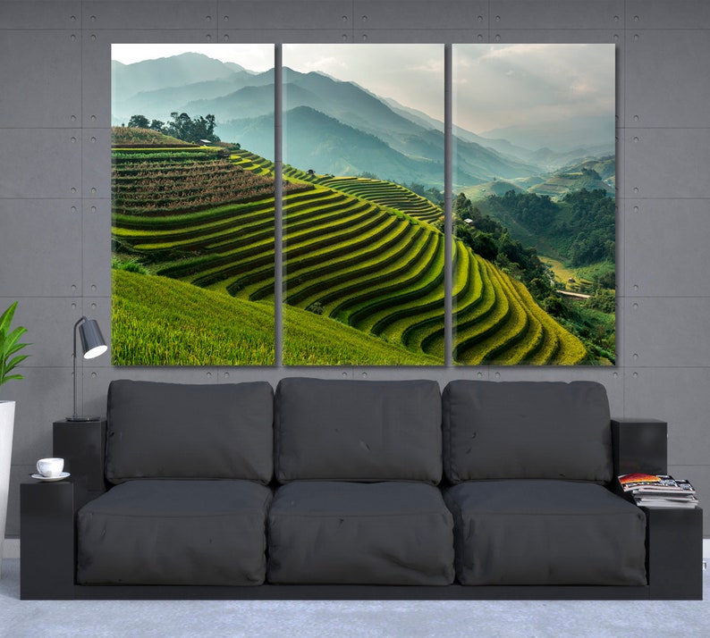 Rice Field Terraces Large Wall Art Canvas Print Home Office Décor, Eye ...