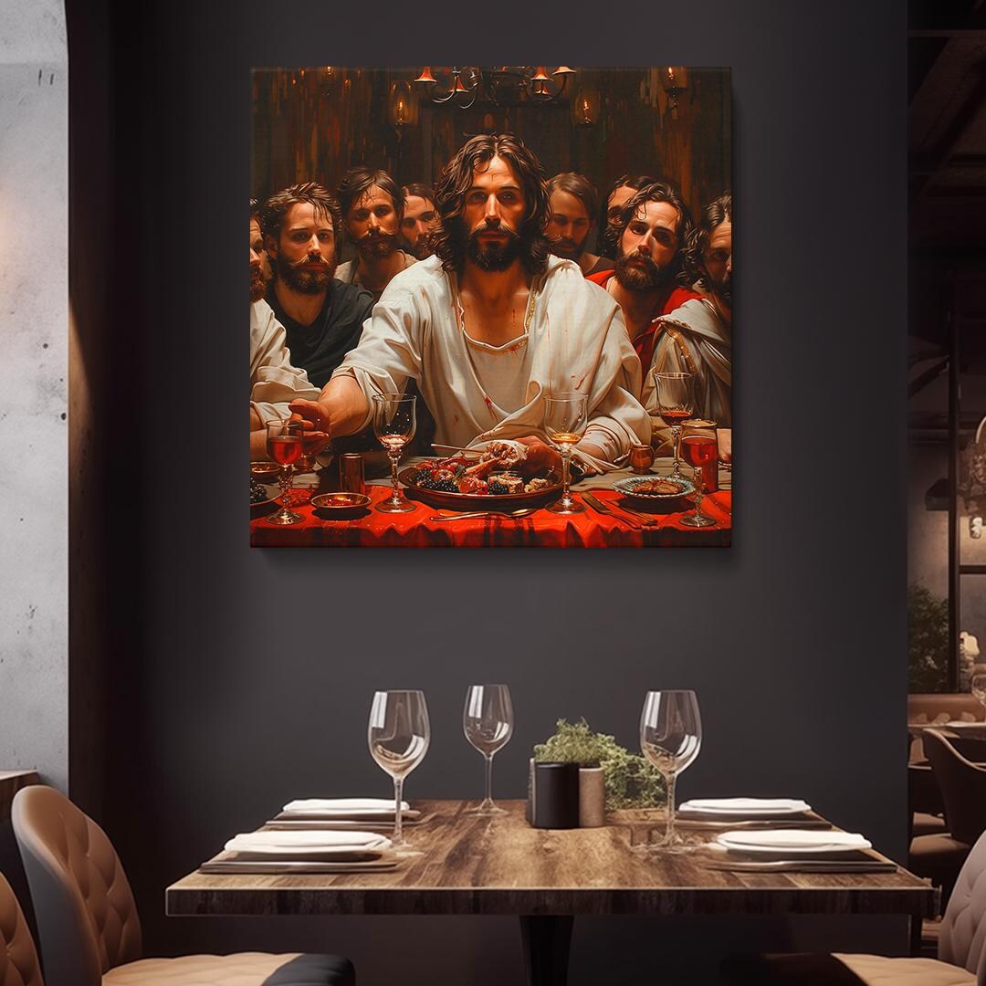 Last Supper Wall Art Jesus and Disciples Art Print, Christian Canvas ...