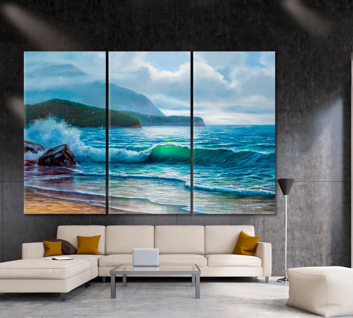 Sea Sea Wave Artwork Shore Canvas Print Fine Art Sea Rock | Etsy