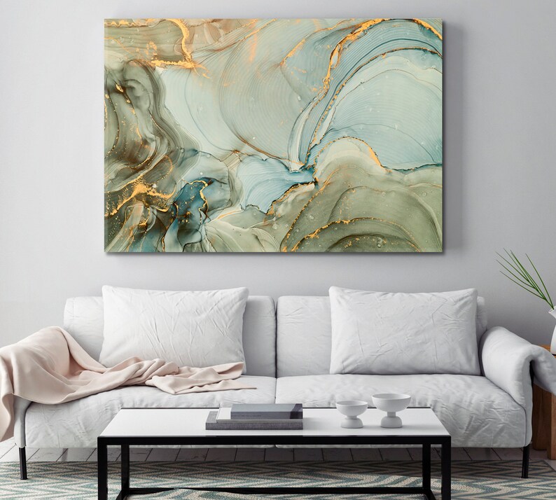 Blue Marble Marble Wall Decor Canvas Print Abstract Art - Etsy