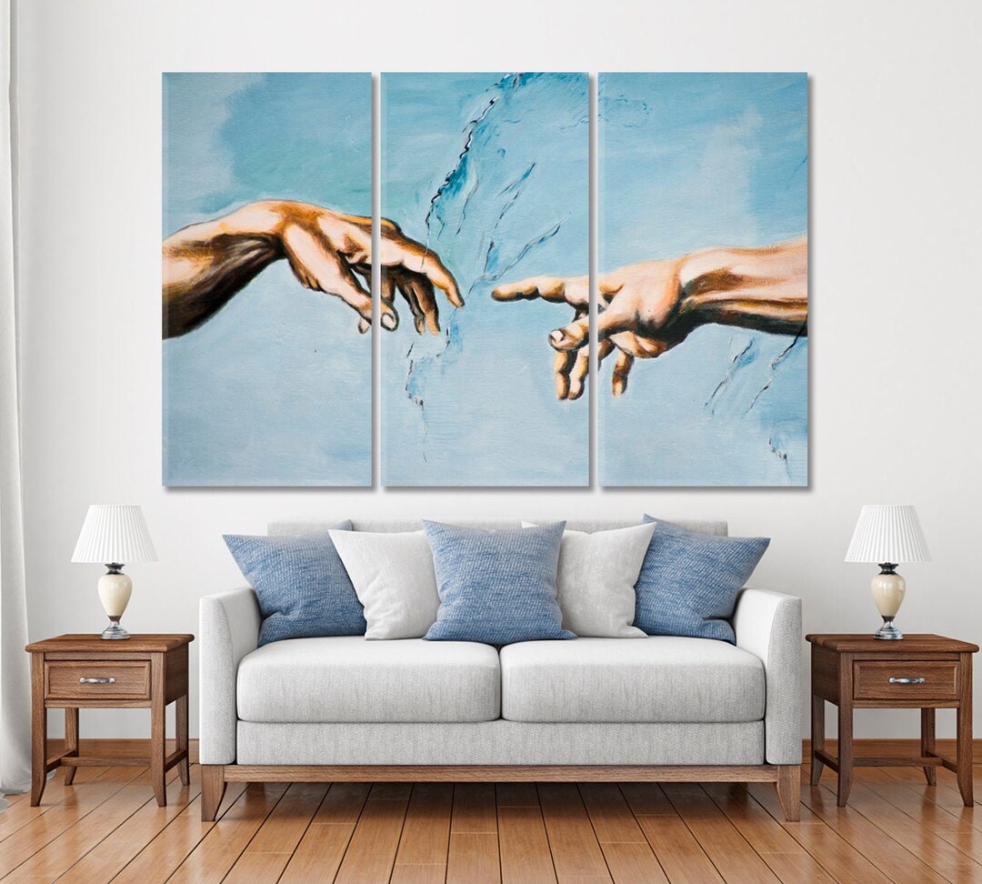 The Creation of Adam Art Canvas Print, Gods Hands Wall Art ...