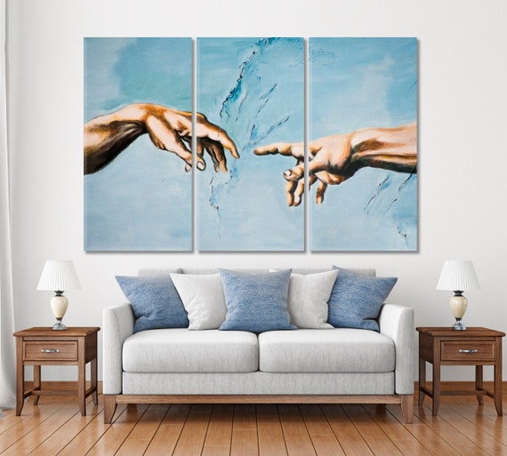 The Creation of Adam Art Canvas Print Gods Hands Wall Art - Etsy