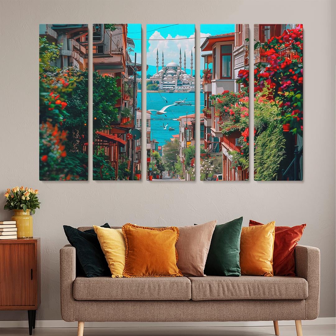 Istanbul Art Canvas, Istanbul Street Canvas Print, Bosphorus and Mosque ...