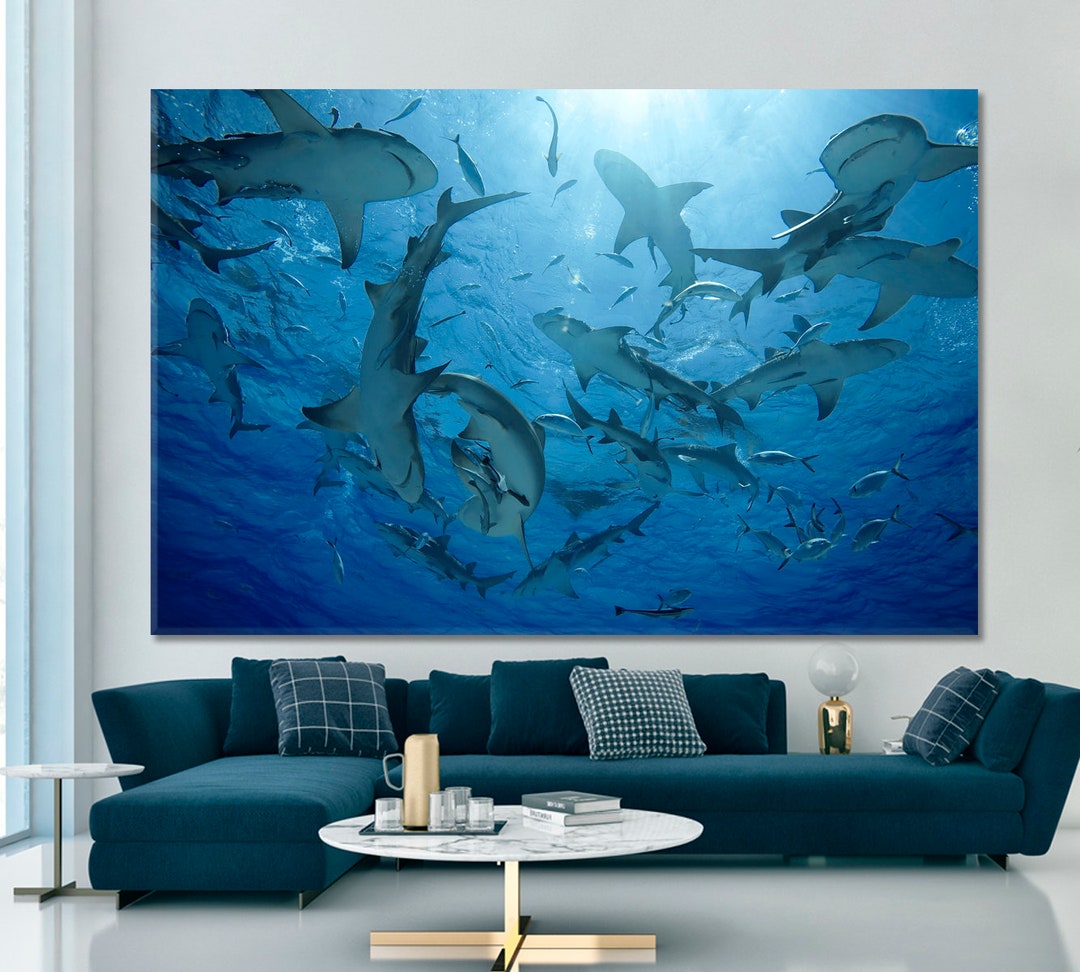 LEMON SHARK Group Shark Wall Art, Canvas Print, Wild Animals Interior ...