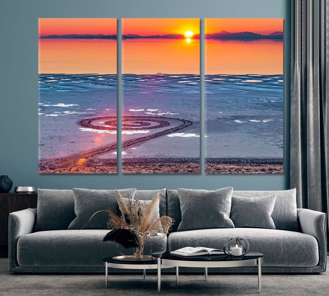 Sunset Spiral Jetty Giant Earthwork Sculpture by Robert Smithson Photo ...