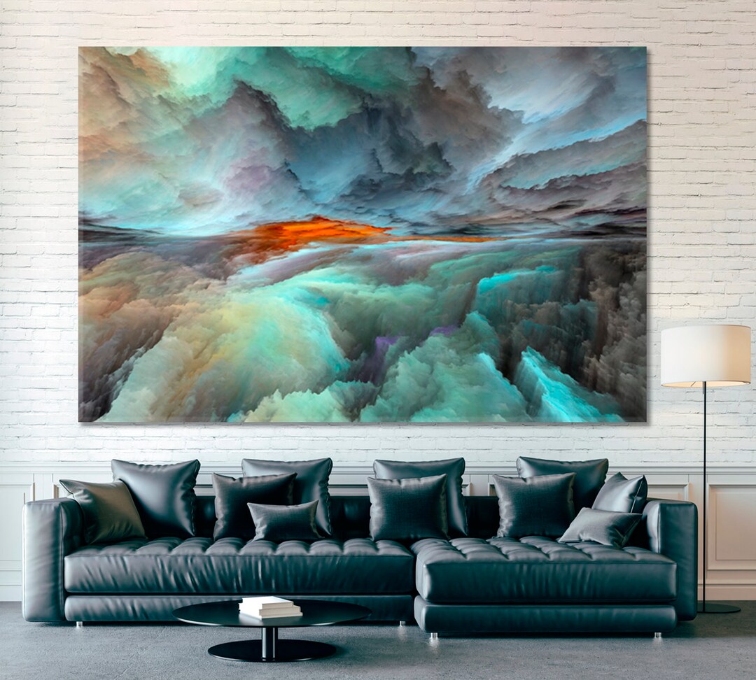 Sky Land Abstract Vibrant Flow Artwork, Misty Clouds Poster Print ...