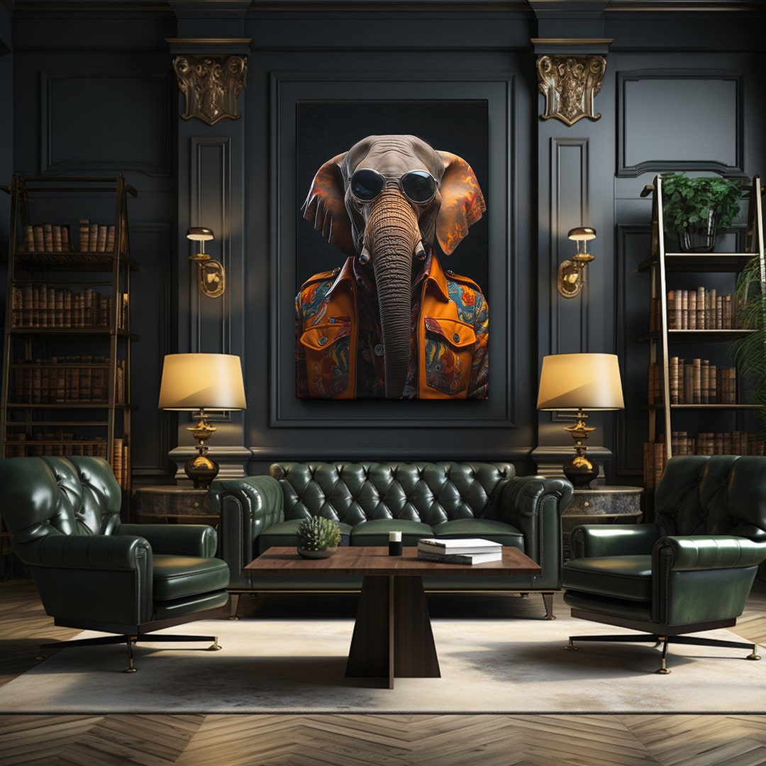 Stylish Elephant Wall Art, Elephant With Sunglasses Canvas Print ...