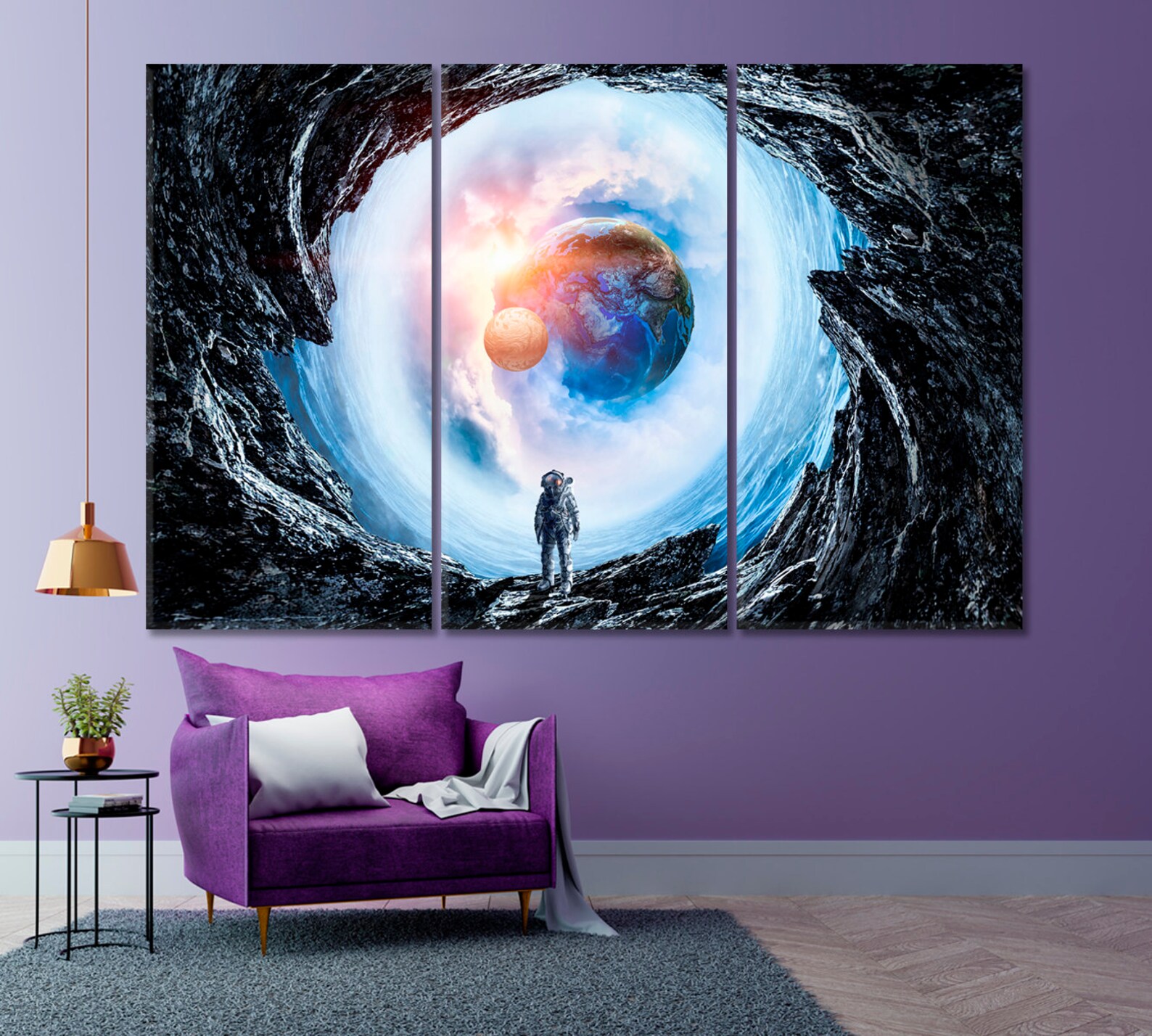 Space Hole and Astronaut Wall Set, Space Large Wall Decor, Space Canvas ...