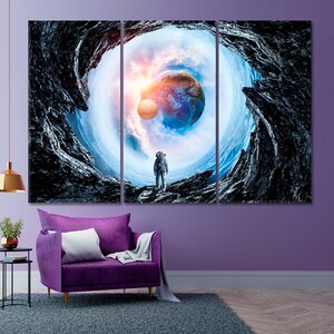 Space Hole and Astronaut Wall Set, Space Large Wall Decor, Space Canvas ...