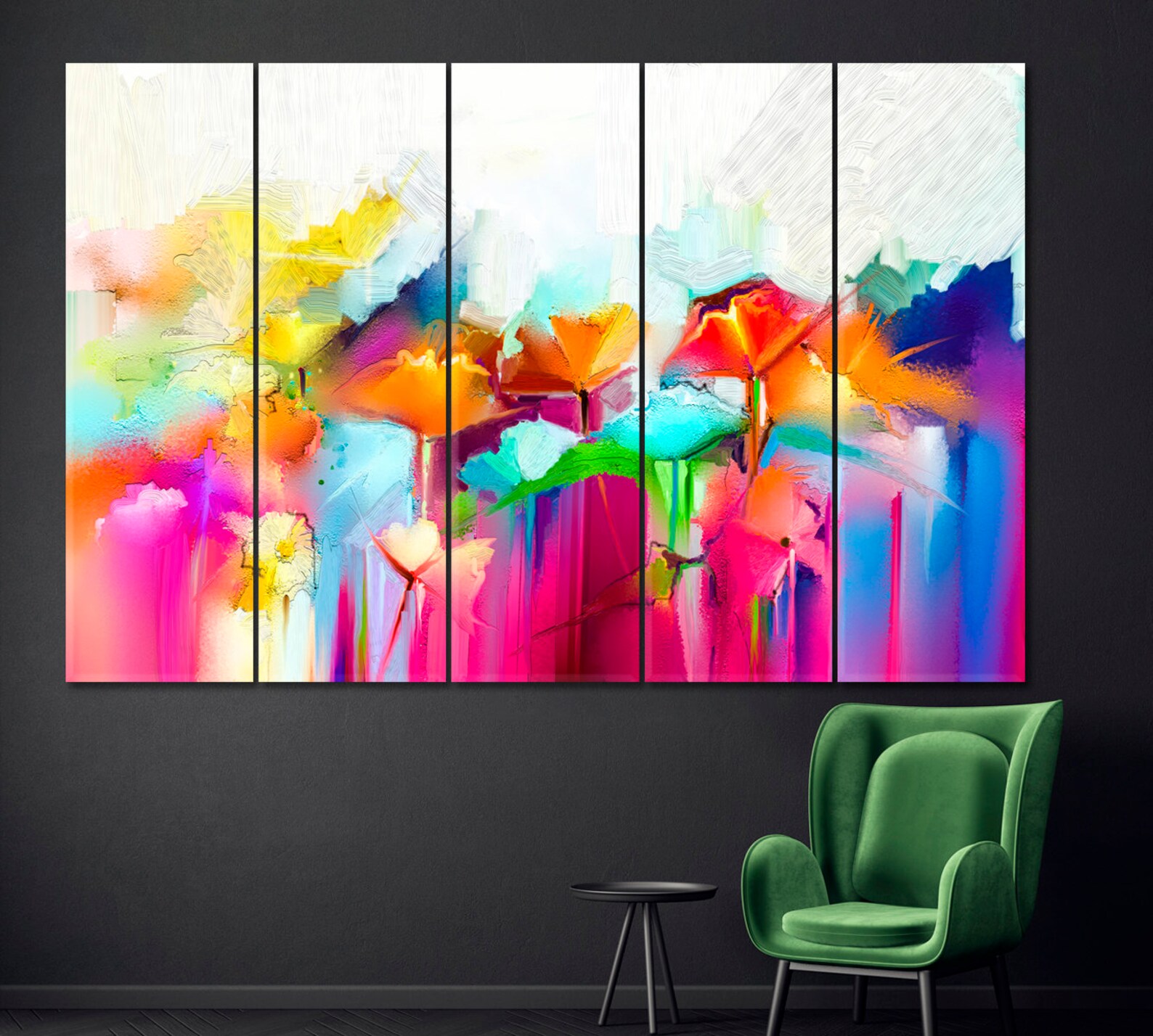 Abstract Colorful Canvas Print, Abstract Flower Wall Art, Trendy Vivid ...