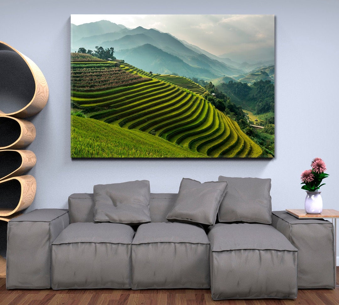 Rice Field Terraces Large Wall Art Canvas Print Home Office Décor, Eye ...