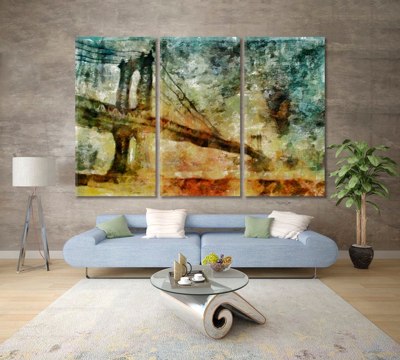 Surrealism Wall Art, Surreal Art Canvas Print, NY Manhattan Bridge Wall ...