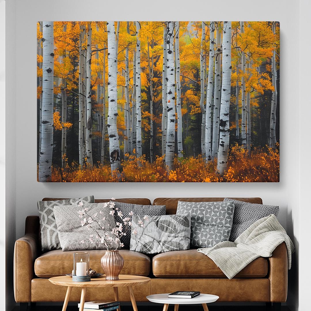 Autumn Aspen Grove Canvas Print, Yellow Aspen Tree Wall Art, Fall ...