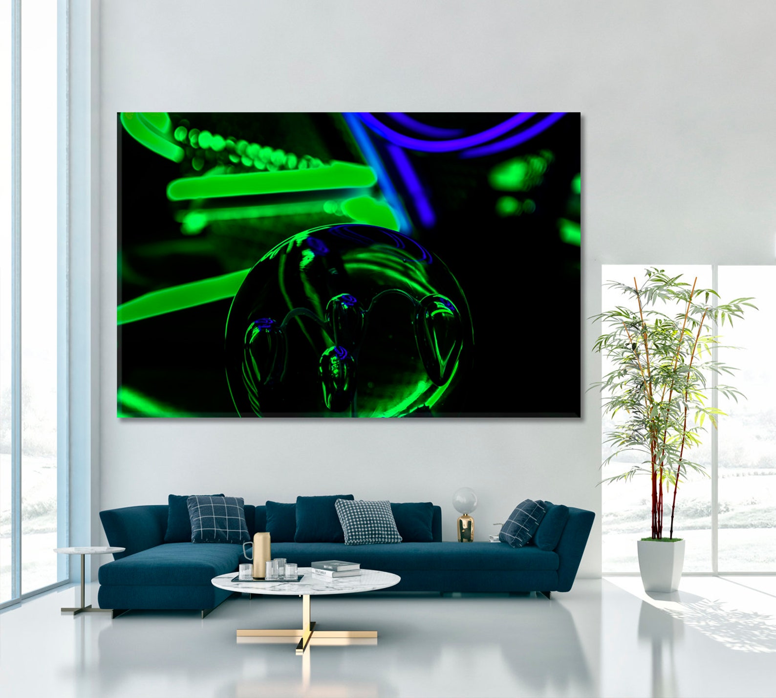 Neon Abstract Light Canvas Print Brilliant Bright Green - Etsy