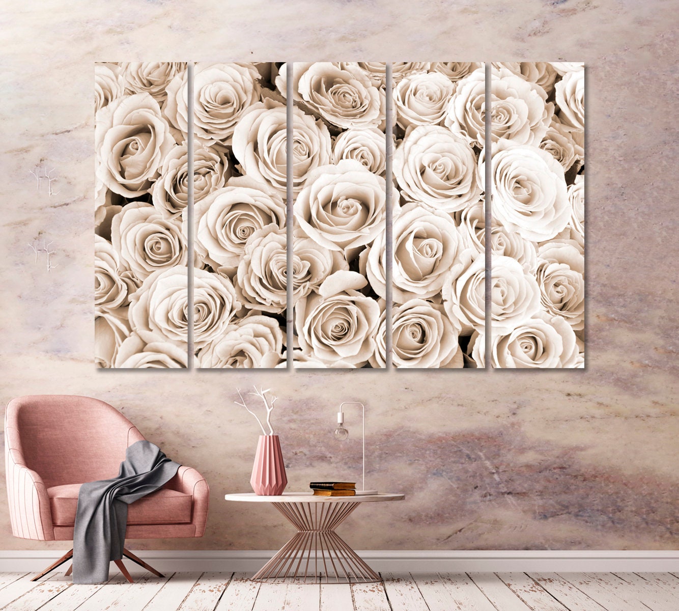 Bouquet Soft Creamy White Roses Art Canvas Print Flowers | Etsy