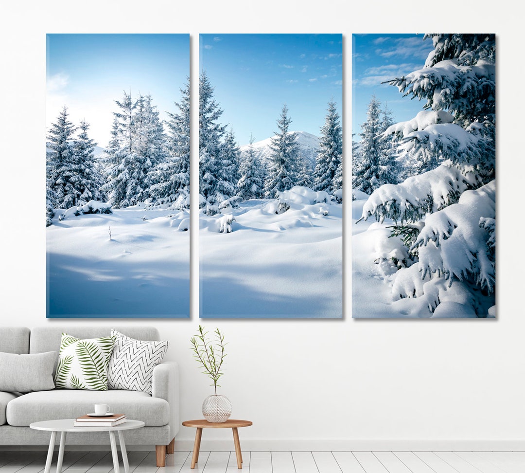 Winter Wall Art, Snow Wall Decor, Scenic Wall Decor, Spruces Trees Art ...