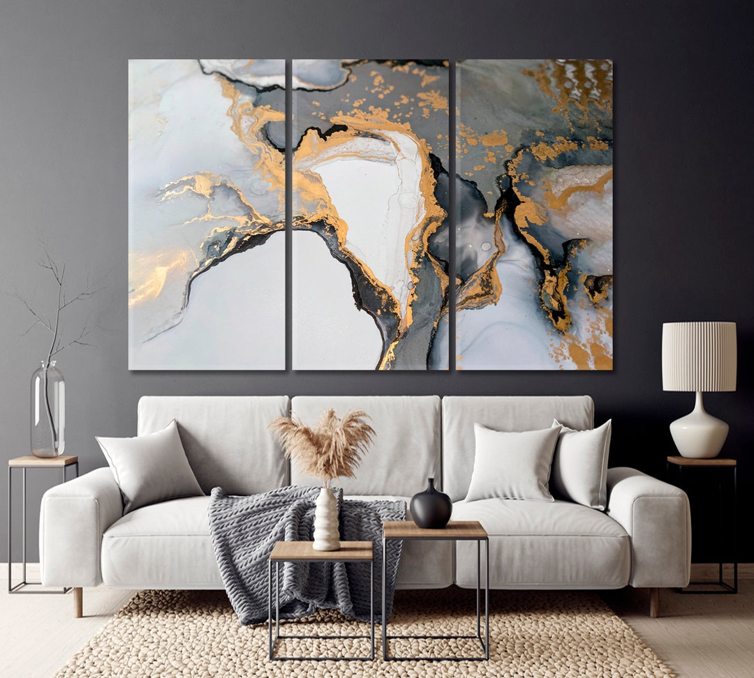 Gray Marble Translucent Ink Clouds Trendy Style Wall Art Canvas Print ...