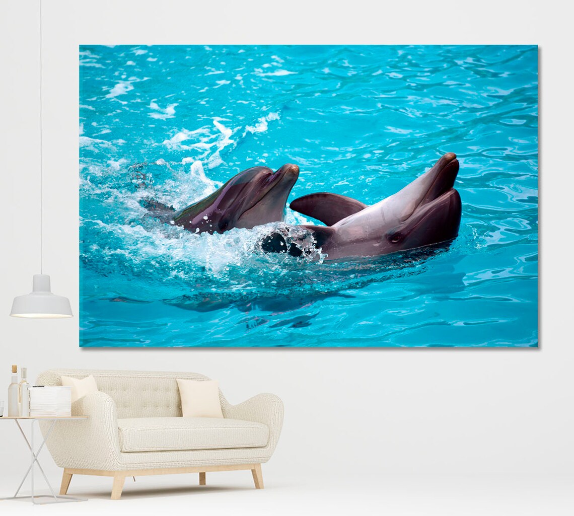 Dolphins Dolphins Canvas Print Animals Wall Art Dolphins | Etsy