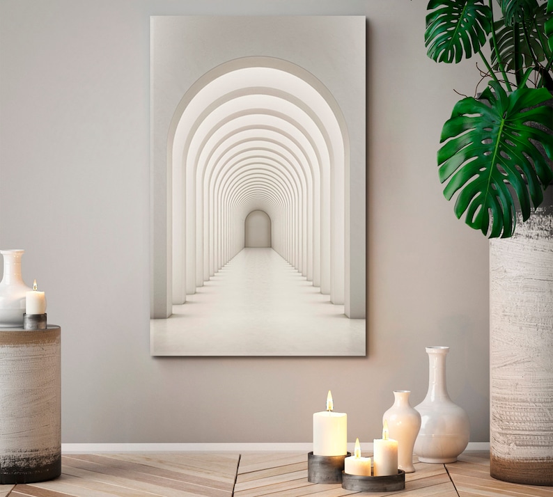 White Walkway Arch Art Canvas Print History Construction | Etsy