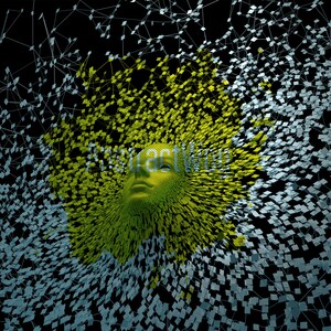 Future Dissolving Face Unusual Wall Art Design, 3D Render on Canvas ...