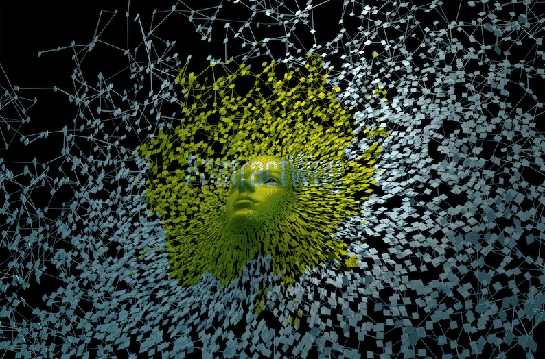 Future Dissolving Face Unusual Wall Art Design, 3D Render on Canvas ...