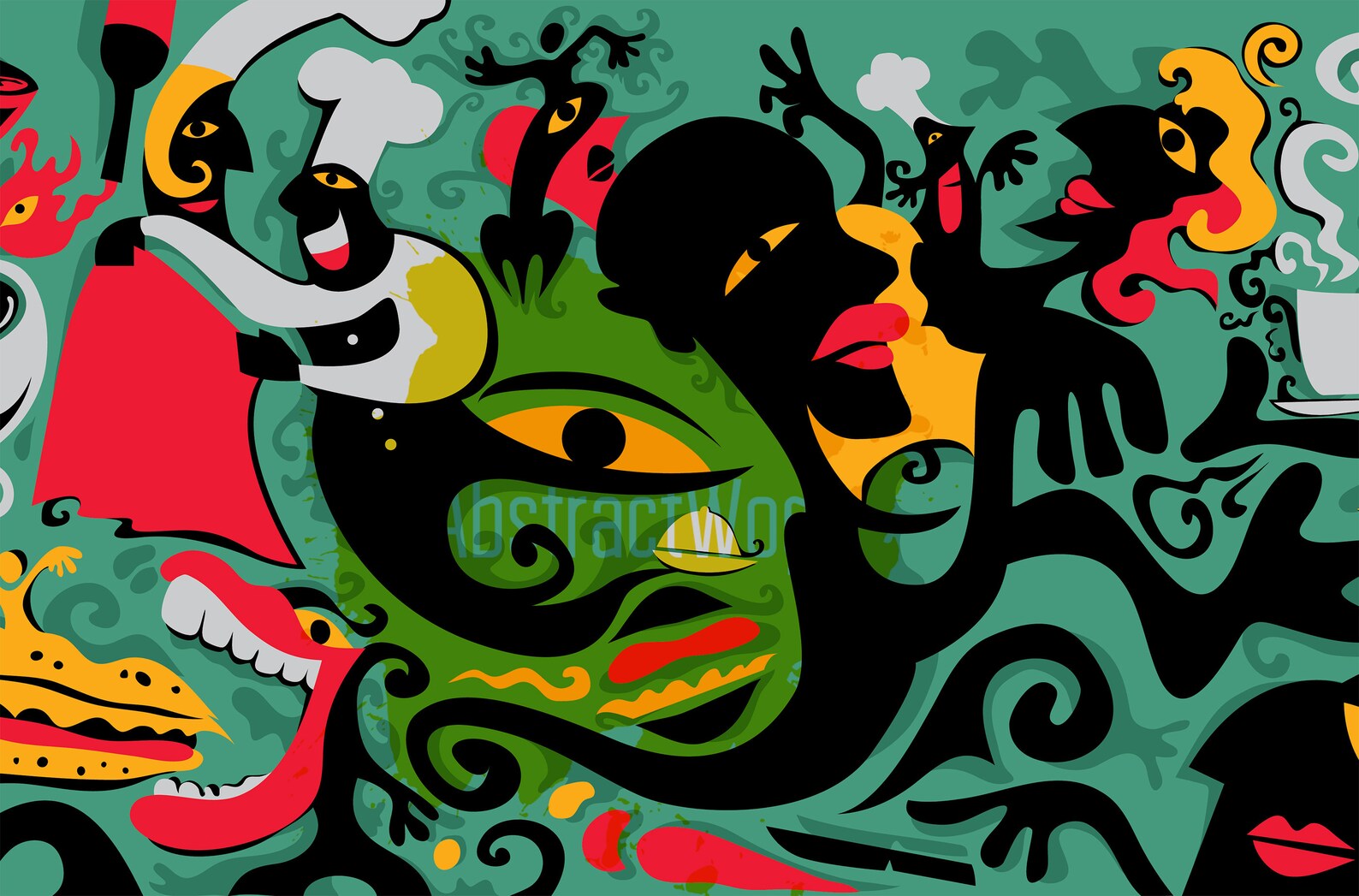 Happy Meal Unique Abstract Expressionism Wall Decor Trendy - Etsy