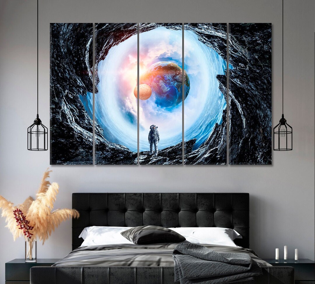 Space Hole and Astronaut Wall Set, Space Large Wall Decor, Space Canvas ...